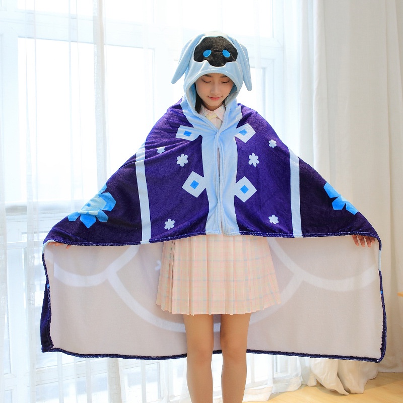 Game Genshin Impact Cryo Abyss Mage Cosplay Flannel Cloak Cape Printed ...