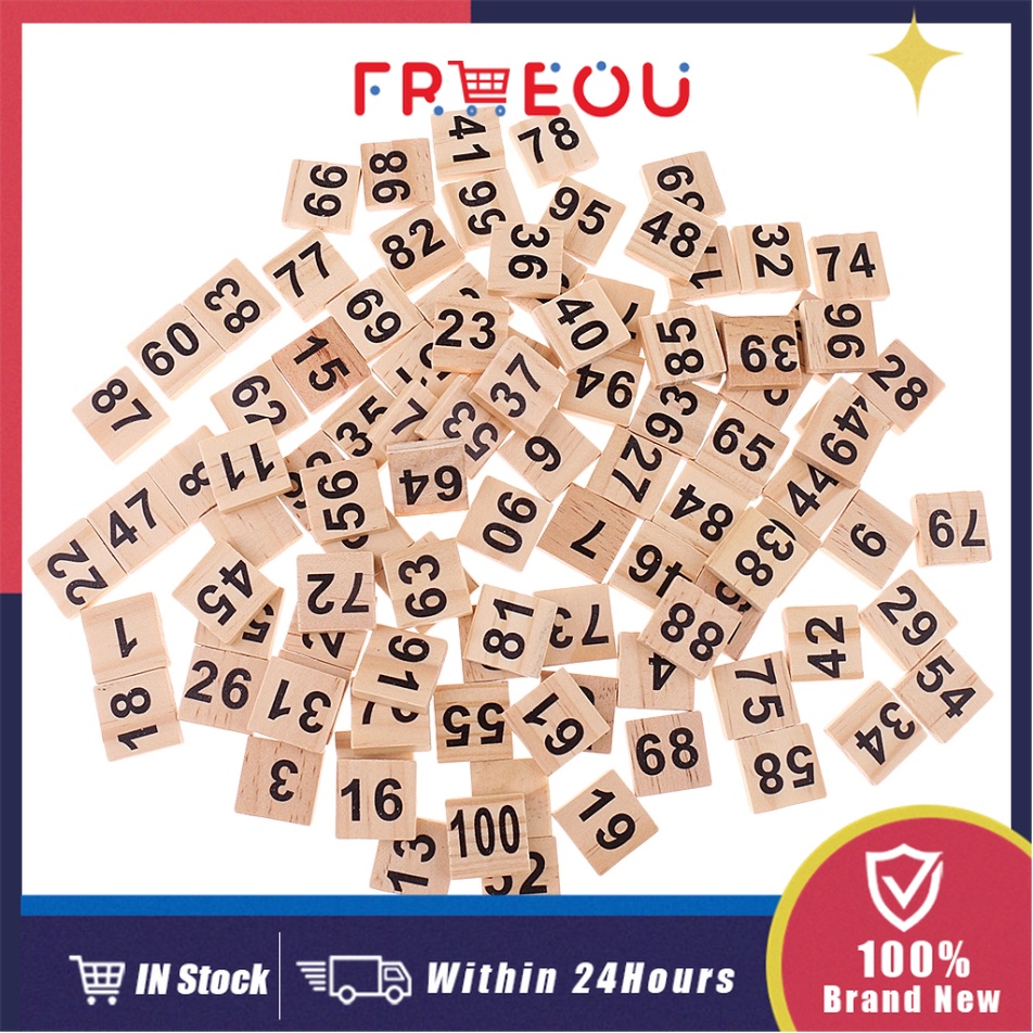 100PCs/Set 1-100 Wooden Number Tiles Number Cube Blocks For Students ...