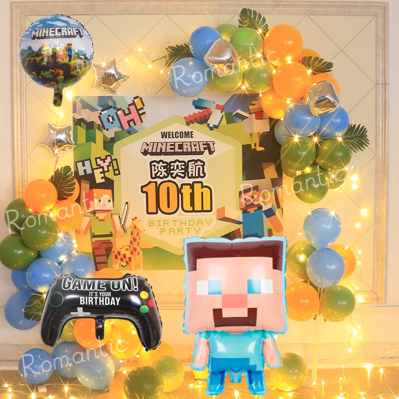 Minecraft Balloon Steven Foil Balloon 18"Roundball 32"Green Number Cake ...