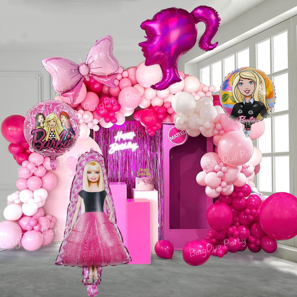 65/66pcs Barbie Balloons Party Decoration Barbie Foil Balloon 32inch ...