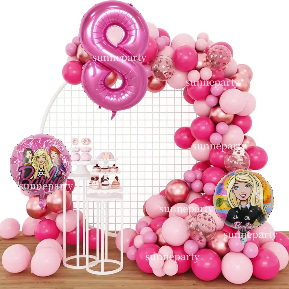 75pcs Pink Barbie Theme Balloons Garland Arch Kit Princess Party ...