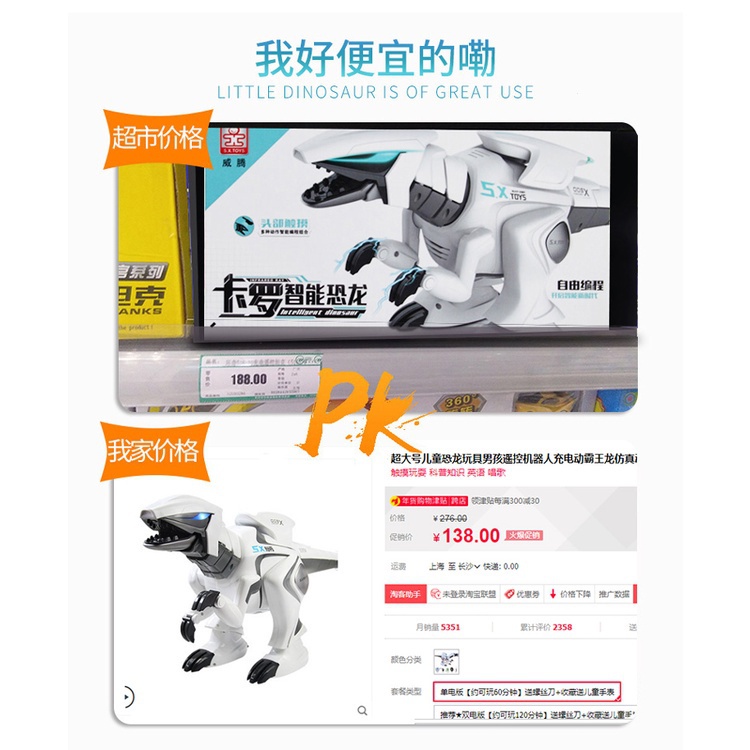 Oversized Children's Remote Control Dinosaur Toy Boy Electric ...