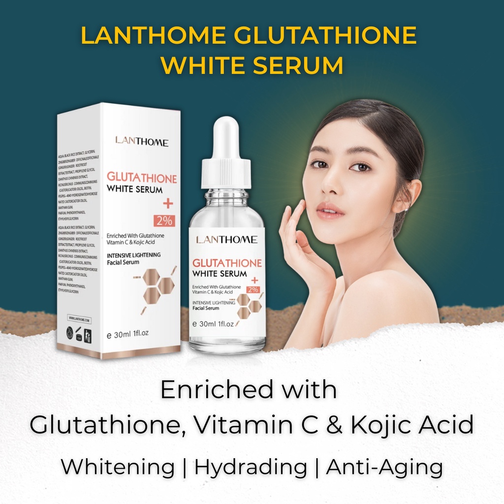 Lanthome GLUTATHIONE WHITE SERUM + 2% Enriched With Vitamin C & Kojic ...
