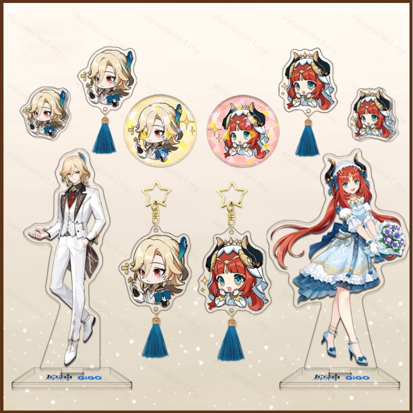 COOL Genshin Impact Kaveh Nilou Figure Keyring Badge PP Clip Model Toy ...