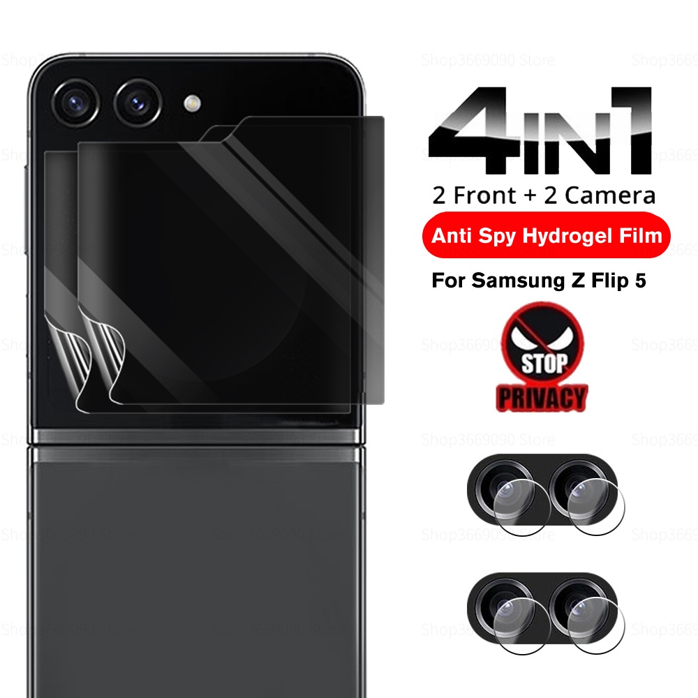 4in1 camera lens protection glass privacy hydrogel film+back screen ...