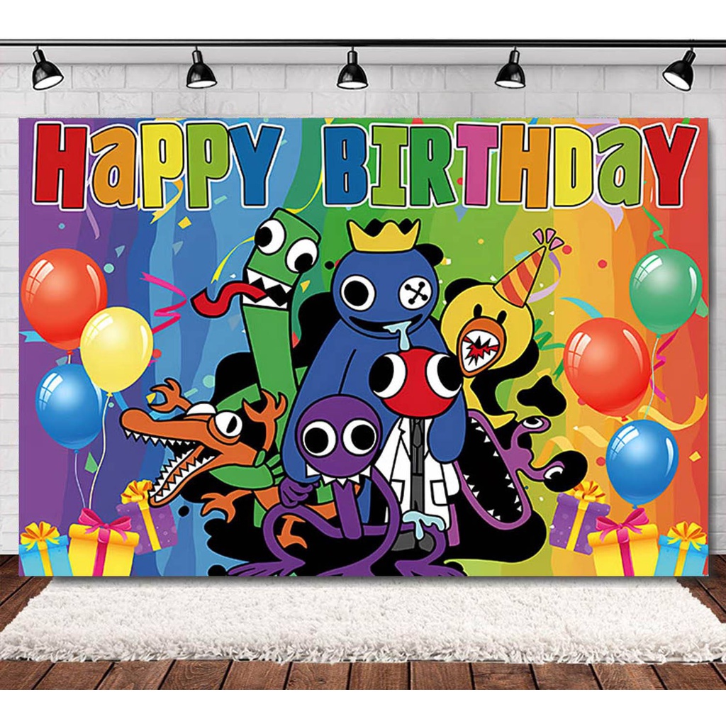 NS3 Rainbow Friends Birthday theme backdrop banner party decoration ...