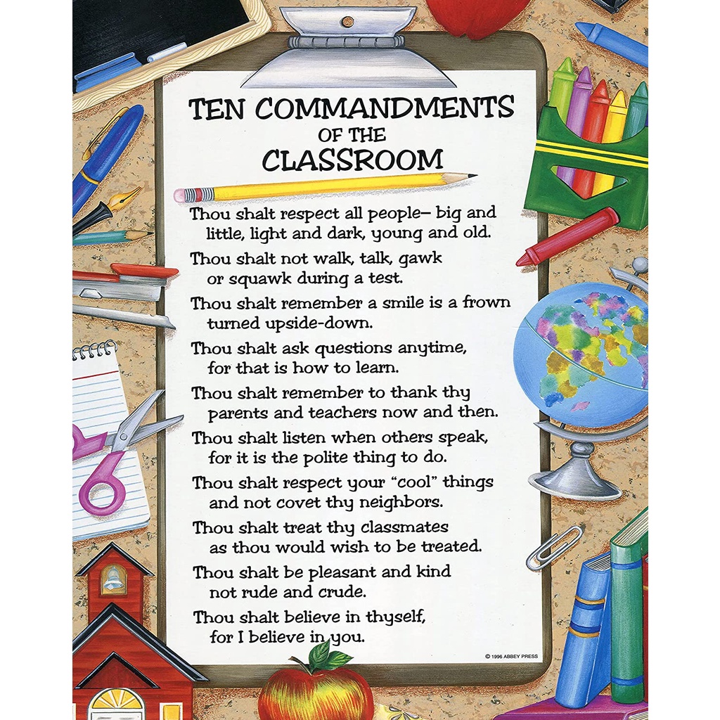 Catholic print picture TEN COMMANDMENTS CLASSROOM Poster | Shopee ...