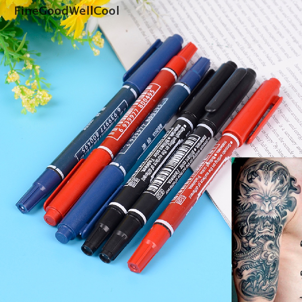 FWPH 3 colors dual-tip tattoo skin marker piercing marking pen scribe ...