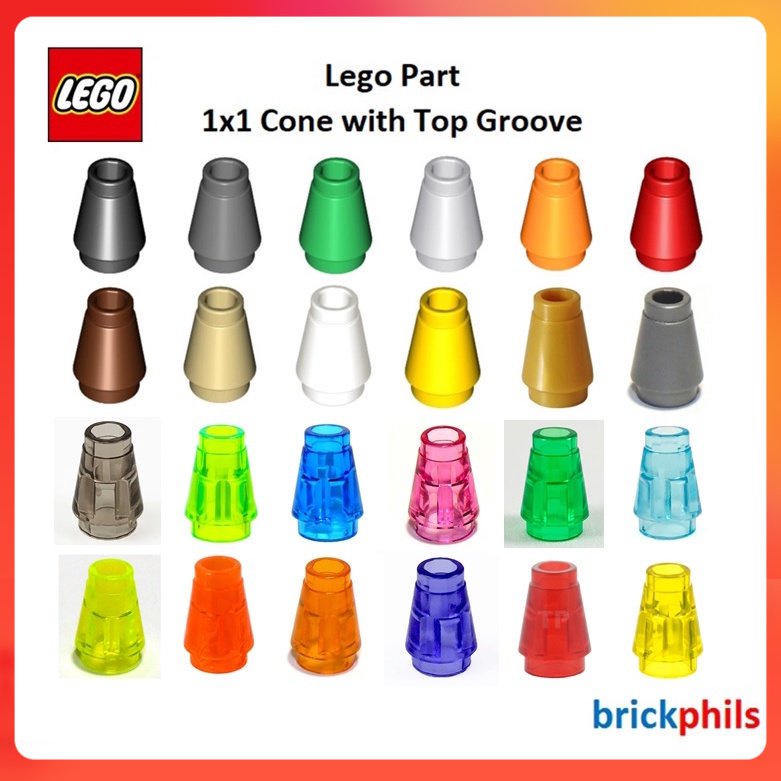 Lego Part 4589b 1x1 Cone with Top Groove (5pcs per Lot) | Shopee ...