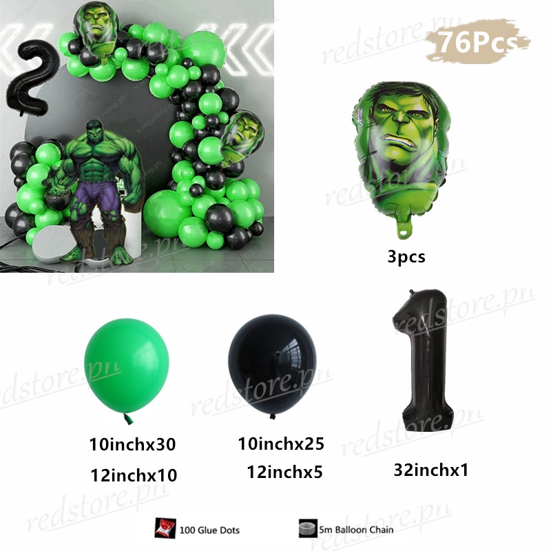 1set Avengers Hulk Balloons Set Boys Birthday Party Decoration Baby ...