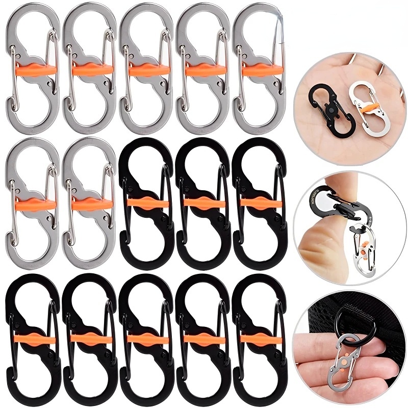 Outdoor Camping S Type Carabiner with Lock/8 Shaped Mini Keychain Hook ...