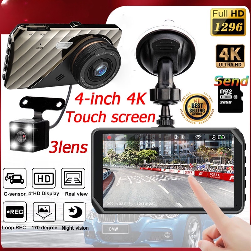 4inch 4K touch screen dash cam for car with night vision【with 32G card ...