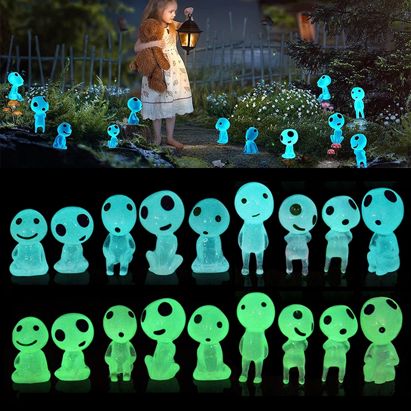 5/10pcs Luminous Tree Spirits Micro Landscape Elves Figure Ornament ...