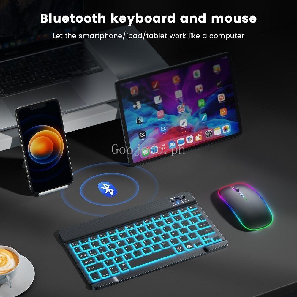 Bluetooth Keyboard Tablet Phone and Mouse Rechargeable Wireless ...