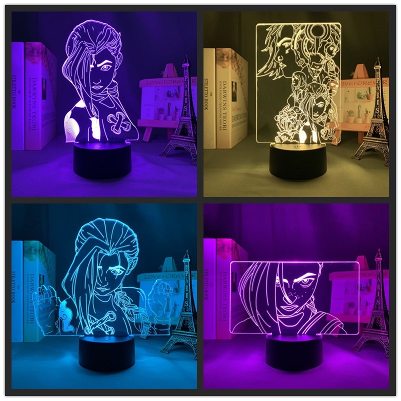 Arcane League of Legends Night Light Jinx Figure Colors Changing Table ...