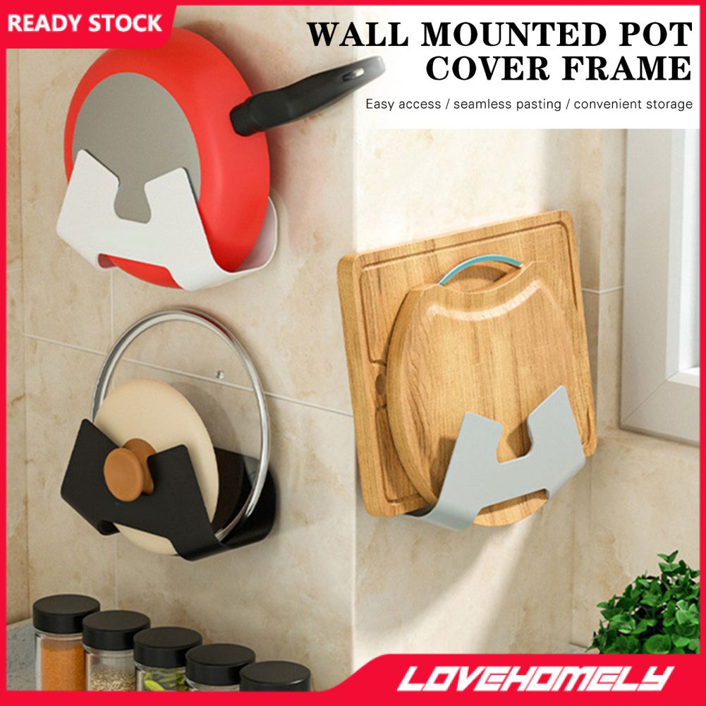 【IN STOCK】 Wall Mounted Self Adhesive Floating Pot Lid Bracket Pan ...