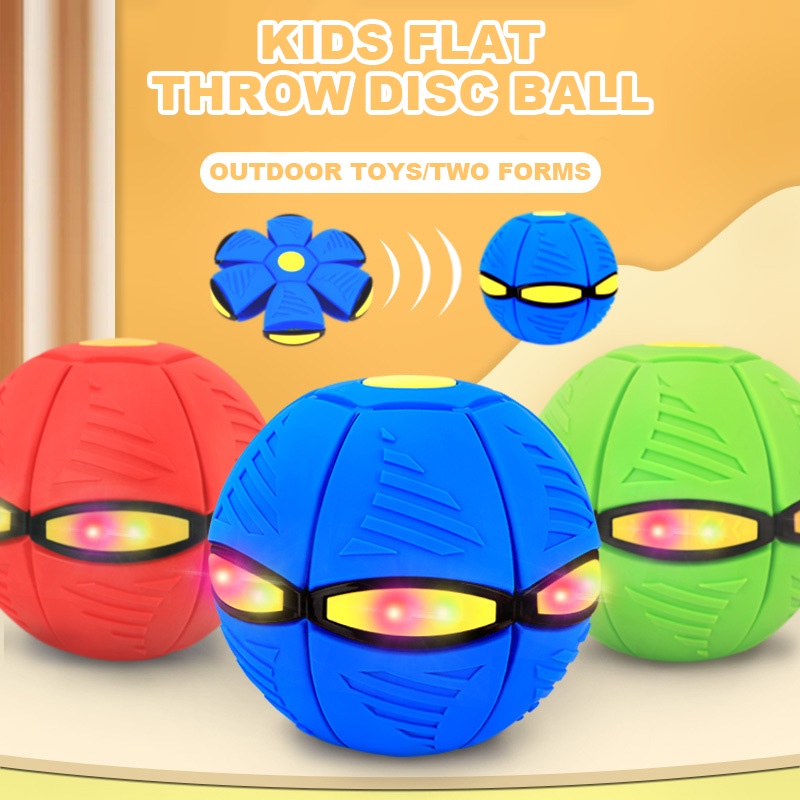 Kids UFO Flying Ball Flat Throw Disc Ball with LED Light U F O Magic ...