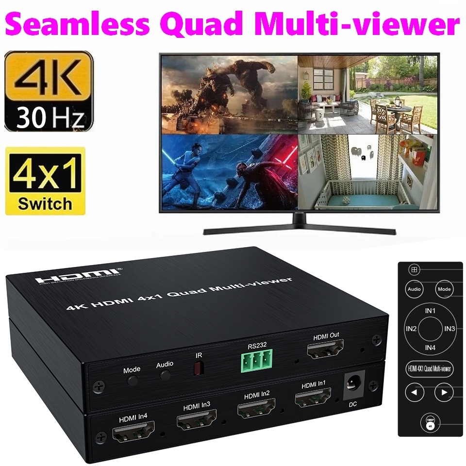 4k HDMI Quad Multi-viewer 1080P 60Hz 4 Channels Screen Split HDMI ...