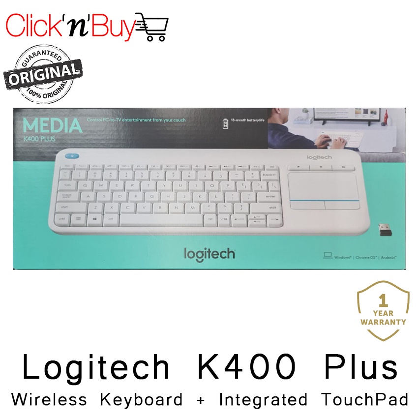Logitech K400 Plus Wireless Keyboard + Intergrated TouchPad. Control PC ...