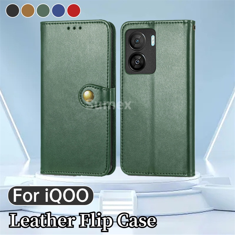 Solid Color Leather Flip Cover For Vivo iQOO Z7 Z7X 2023 5G Phone Case ...
