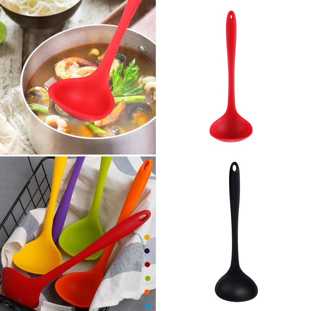 Large Food Grade Silica Gel Spoon Red Black Boiled Congee Pot Spoon ...