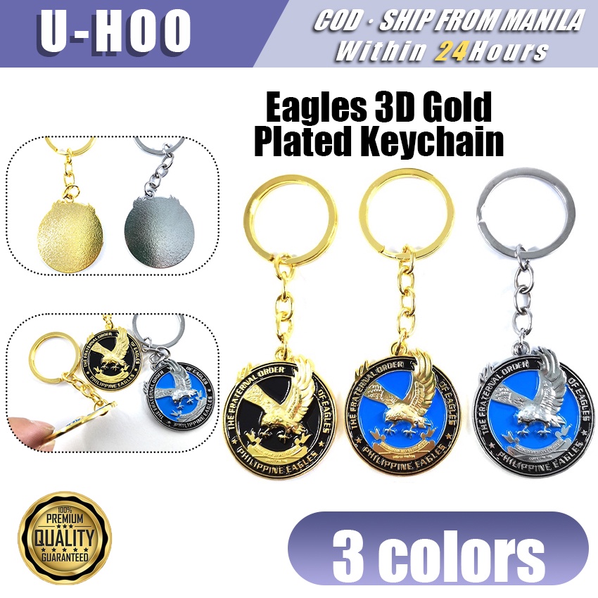 The Fraternal Order of Eagles Keychain 3D Gold Plated TFOE Philippine Eagles Keychain 1.38 ...
