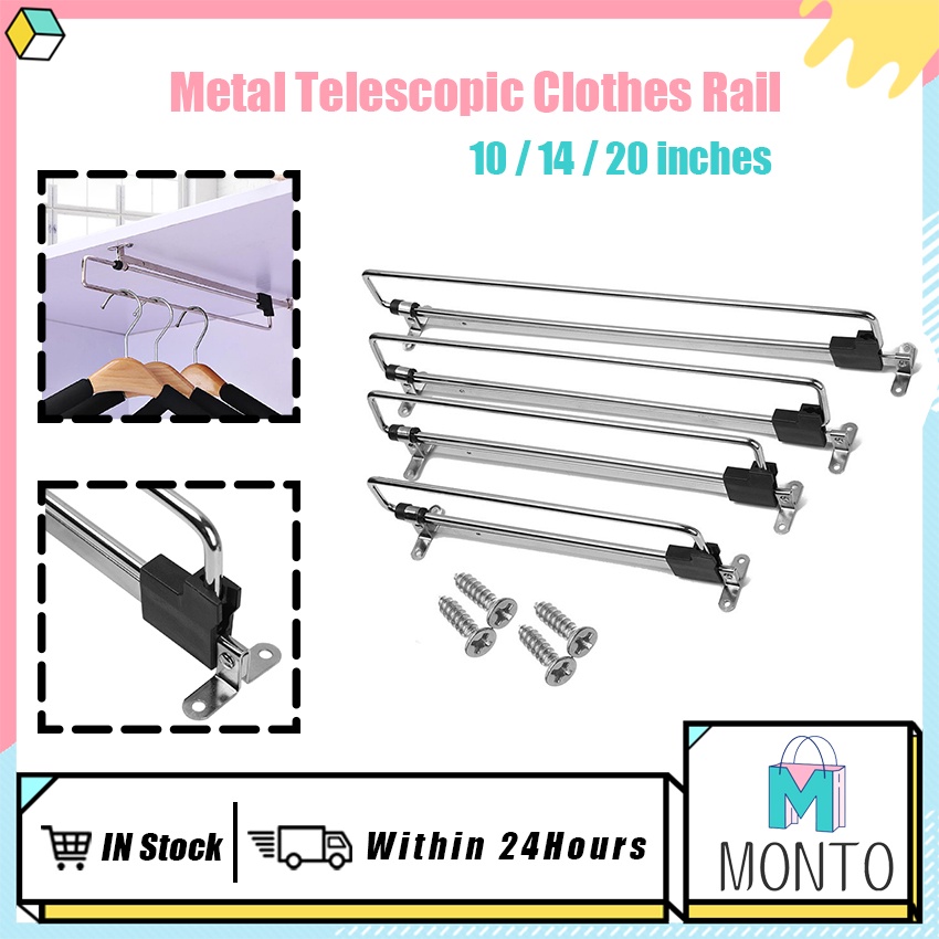 10/14/20 inch Telescopic Wardrobe Hanger Pull Out Sliding Rail Closet ...