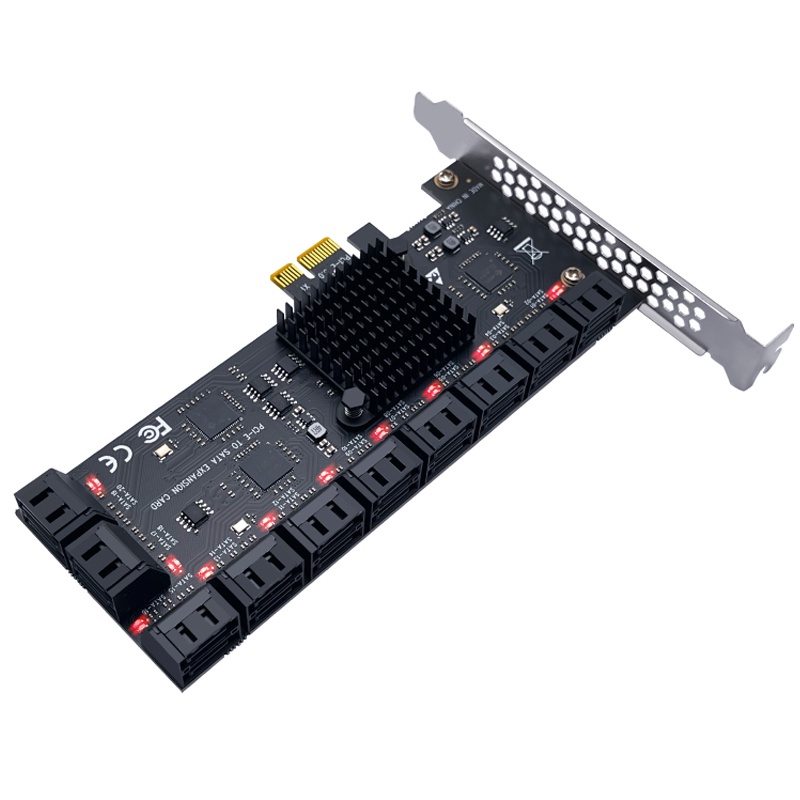 PCIE SATA Adapter 20/16/12 Port PCI Express X1 to SATA 3.0 Expansion ...