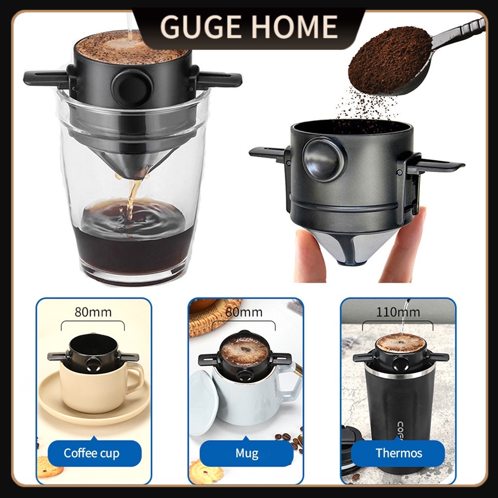 Foldable Coffee Filters Stainless Steel Coffee and Tea Funnel | Shopee ...