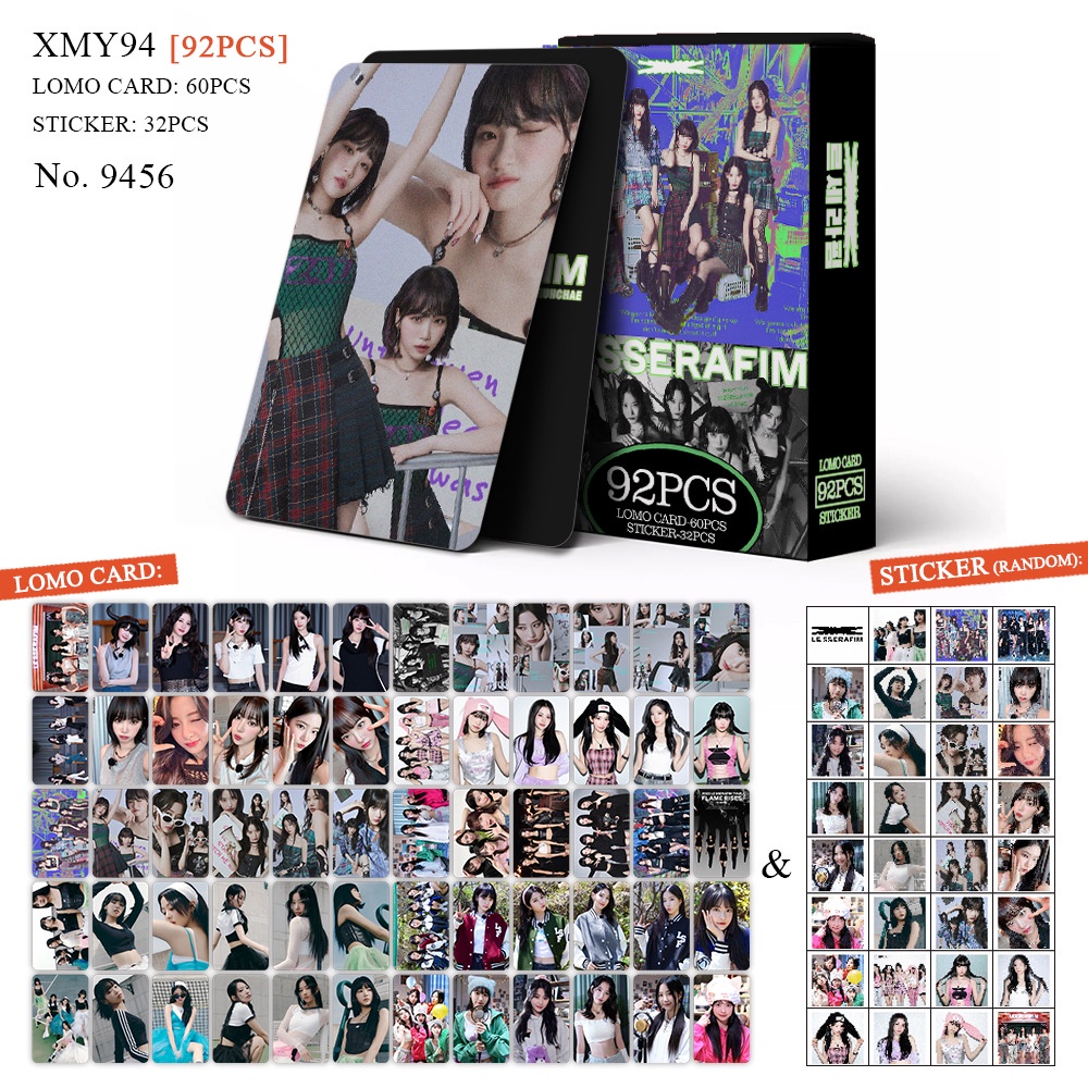 92pcs/box LE SSERAFIM Album UNFORGIVEN Stickers Photocards Lomo Cards ...