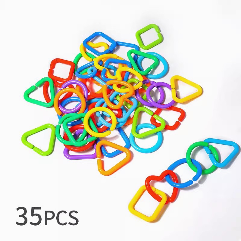 Children Colourful Geometry Linking Chain Plastic Hooks Kids Montessori ...