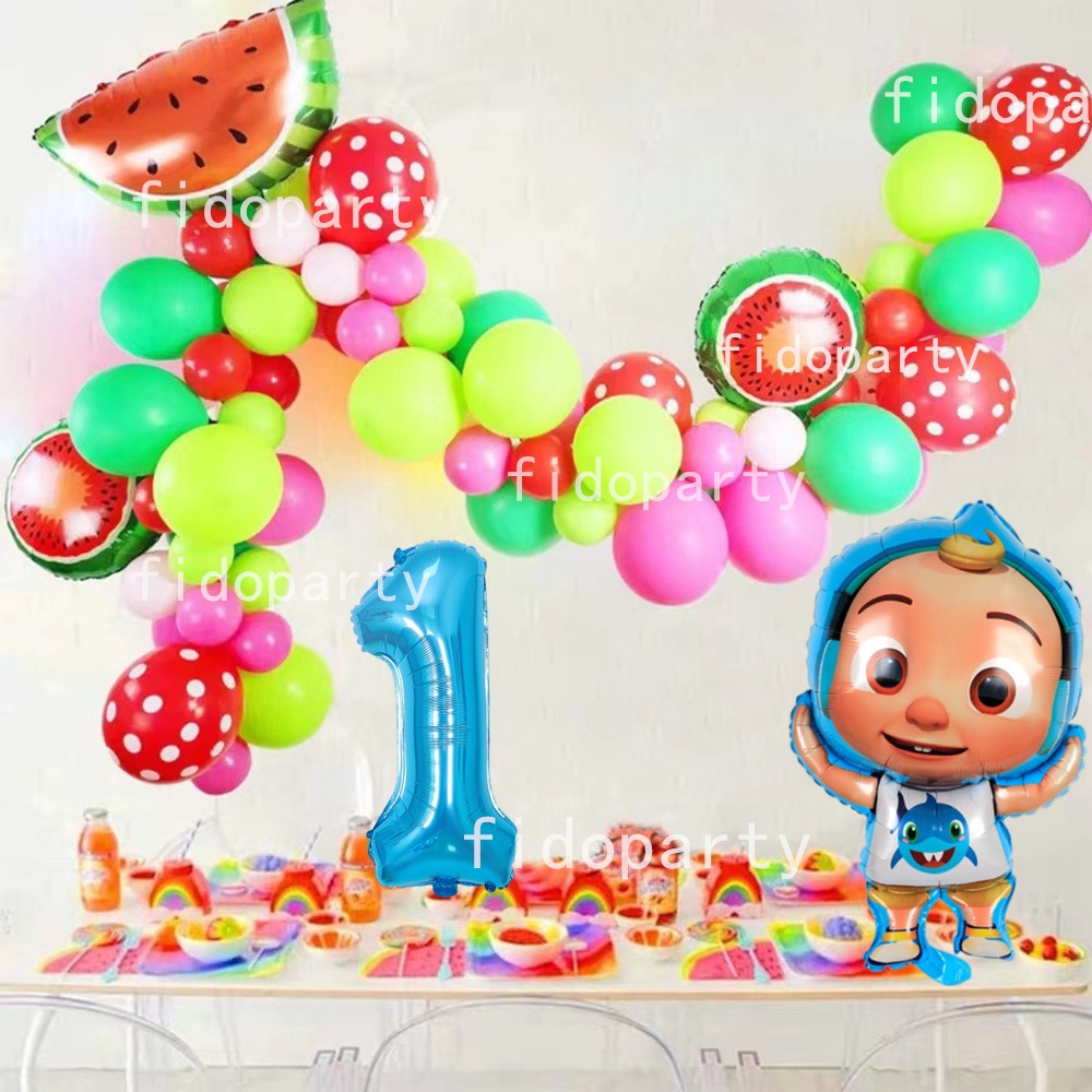 62pcs Cocomelon Balloon 32inch Blue Number Balloon JOJO Watermelon 1 ...