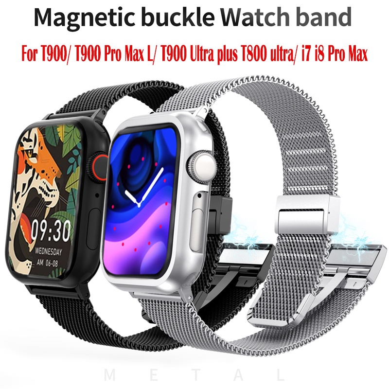 Metal Stainles Steel Strap For T900 T800 ultra/ i7 i8 Pro Max Magnetic ...