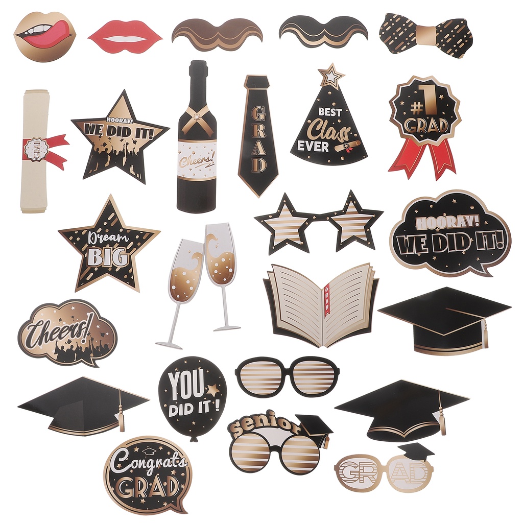25pcs Graduation Party Photo Prop Grad Decorative Photo Booth Prop ...