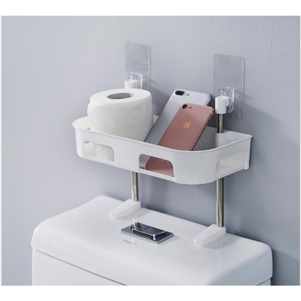 PD Wall Mounted No Drill Bathroom Shelves Toilet Top Rack Toiletries ...