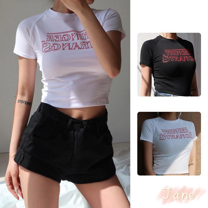 Letter Short Sleeve T-Shirt Women's Summer Trendy Short High Waist ...
