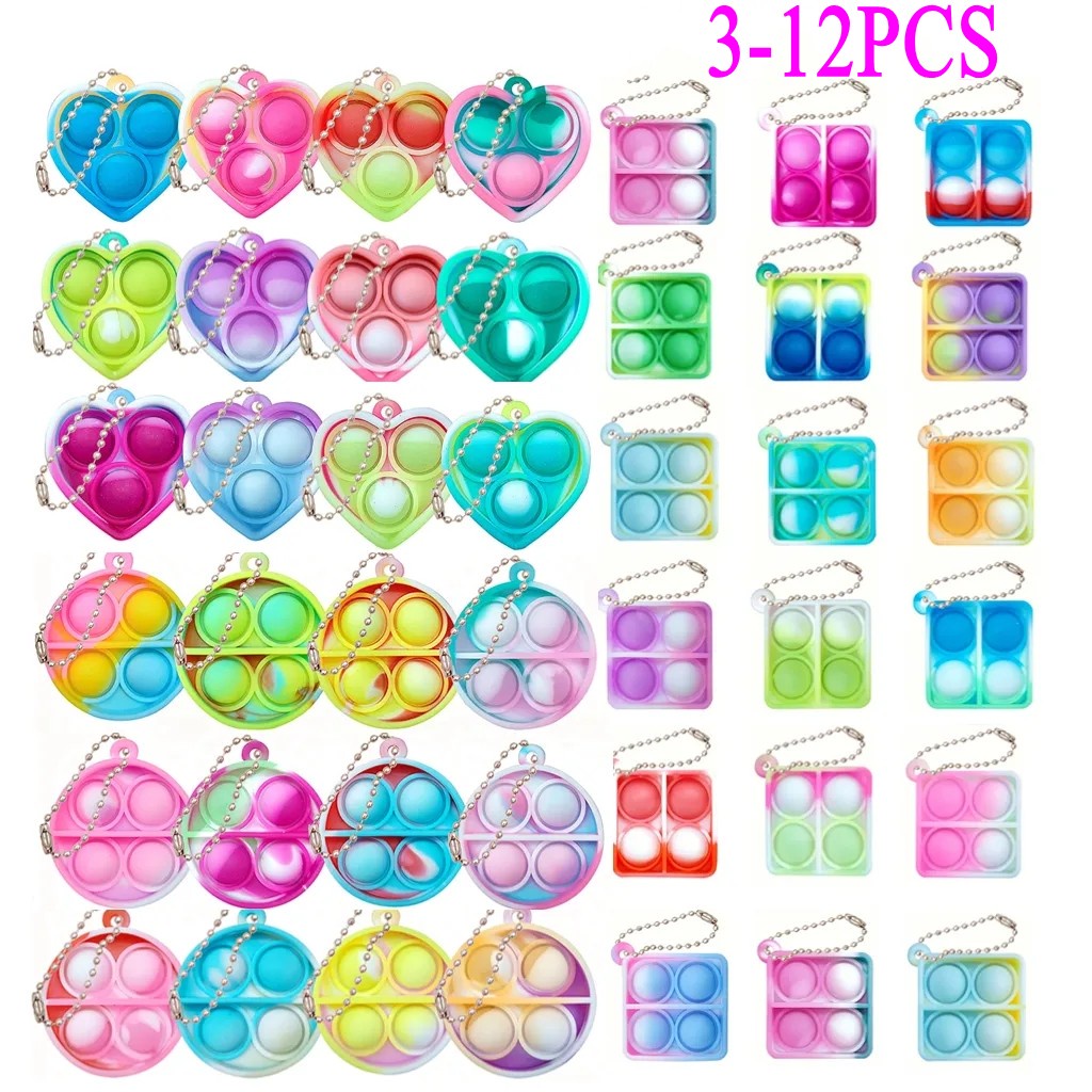12 Pack Kids Party Favors Fidget Toys Bulk Mini Pop Fidget Keychain Its Birthday Party Favors ...