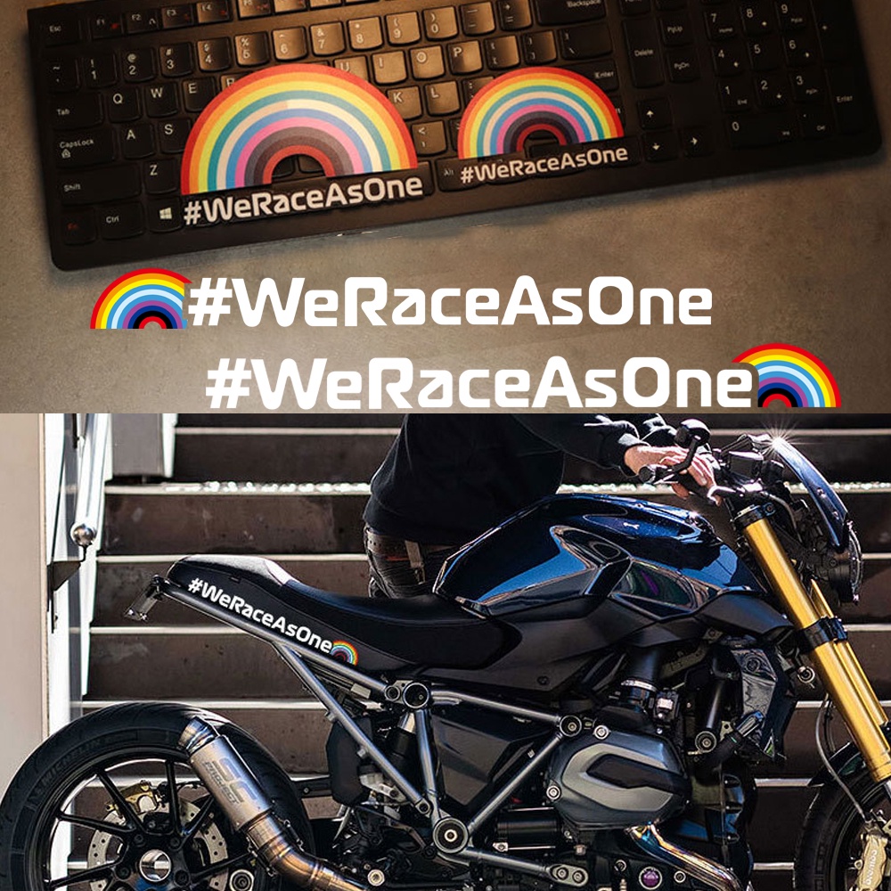 Rainbow Motorcycle Sticker We Race As One Reflective Decals Motorcycle ...