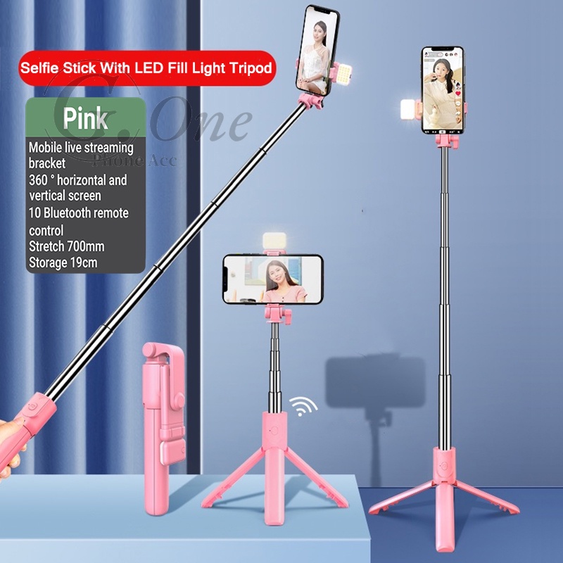 4 in 1 Tripod Phone Stand Holder Selfie Stick With LED Fill Light ...