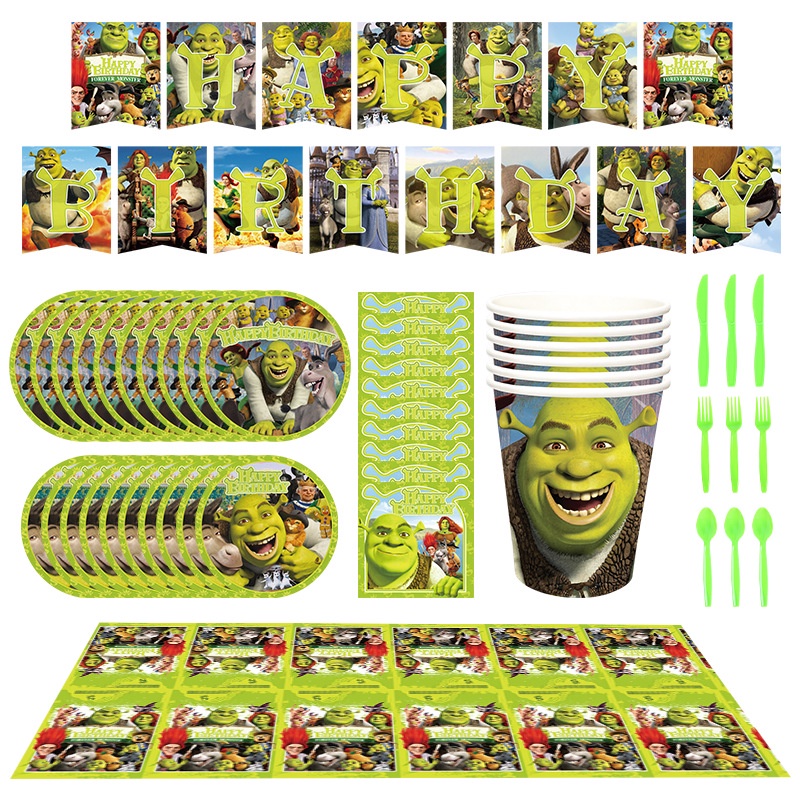 Shrek Cartoon Movie Theme Party Set Green Strange Kid Birthday ...
