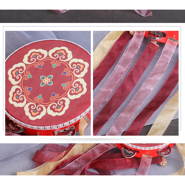 Holding a ribbon hand drum holding a bell drum dance ribbon drum China ...