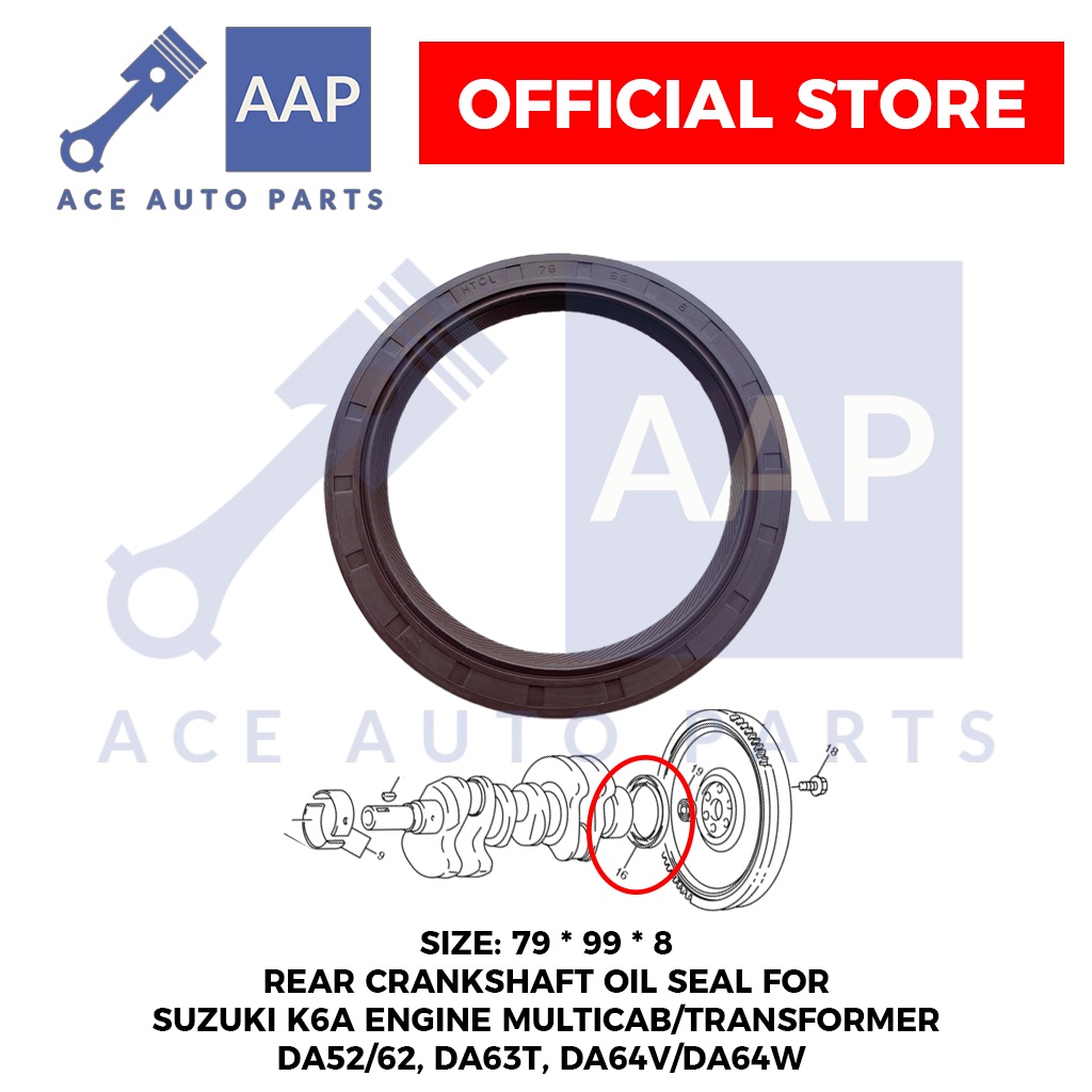 Suzuki K6A Rear Crankshaft Oil Seal Multicab/Transformer DA52 DA62 ...