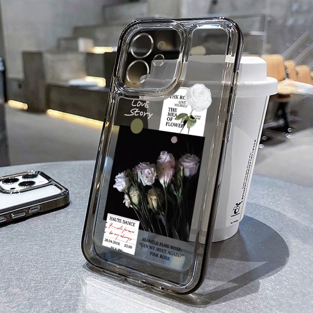 White Rose TPU Clear Case for IPhone 11 15 12 13 14 Pro Max X XR XS Max ...