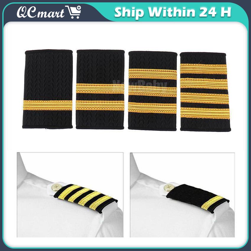 【ship in 24H】 Pilot Captain Bar Epaulets Uniform Professional Gold ...