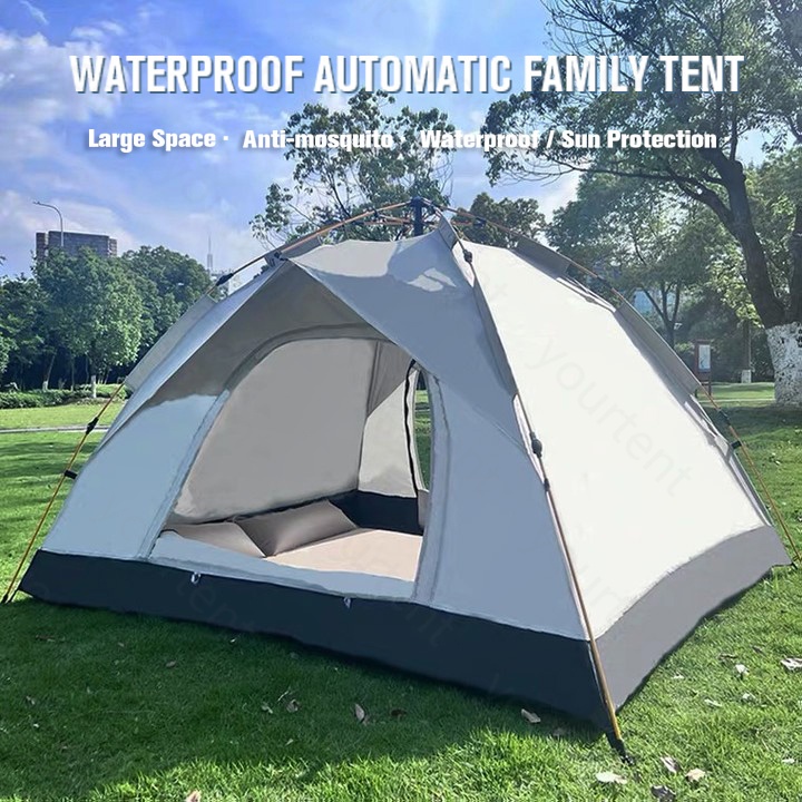4 Person Waterproof Double Layer Tent Outdoor Automatic Camping Tent for Family Travel Beach ...
