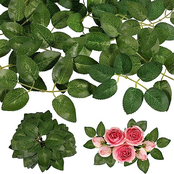50pcs Bulk Rose Leaves Artificial Greenery Fake Rose Flower Leaves for DIY Wedding Bouquets ...