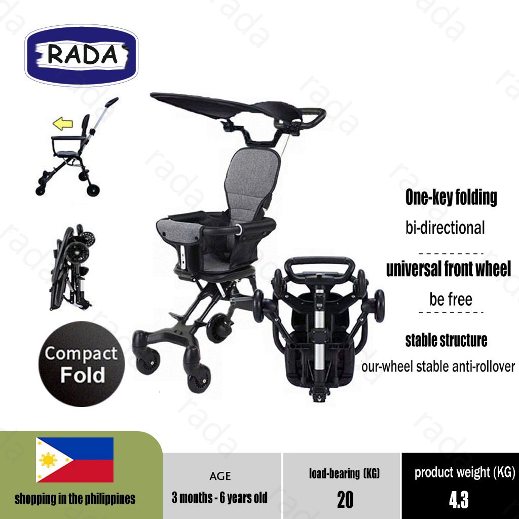 Foldable lightweight Baby Stroller with Cushion Portable 2-Way Hand ...