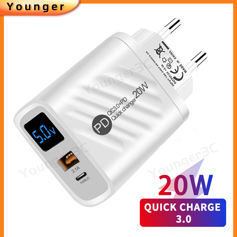 20W Digital Display Charger 5V2.4A PD+USB Charging Adoptor QC+PD ...