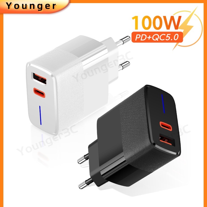 PD20W Dual Port Fast Charger TYPE-C+USB Flash Charging Adoptor QC5.0+PD ...