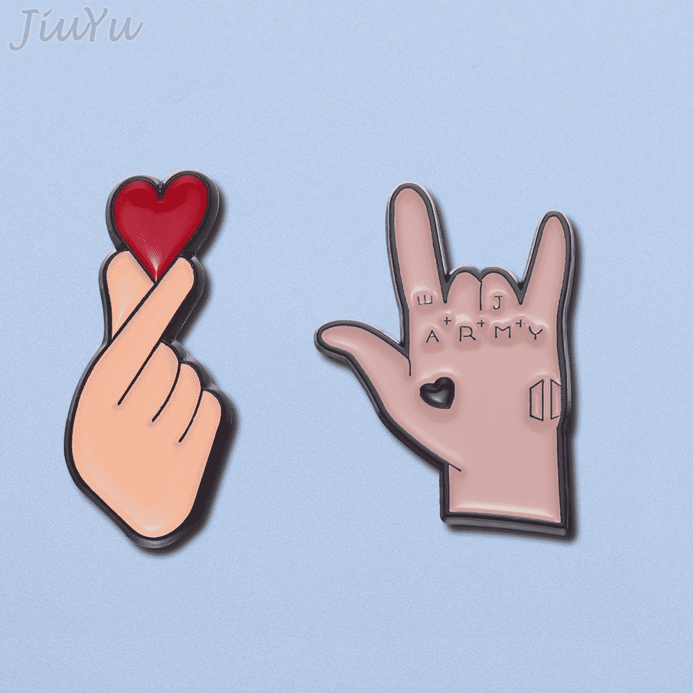 JungKook Band ARMY Enamel Pins Hip Pop Gesture Brooch BTS Music Album ...